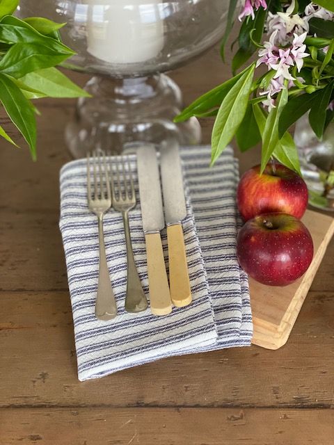 Blue Ticking Napkin – Inside Out Design