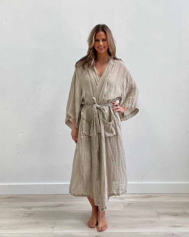 Chiara Linen Robe Natural – Inside Out Design