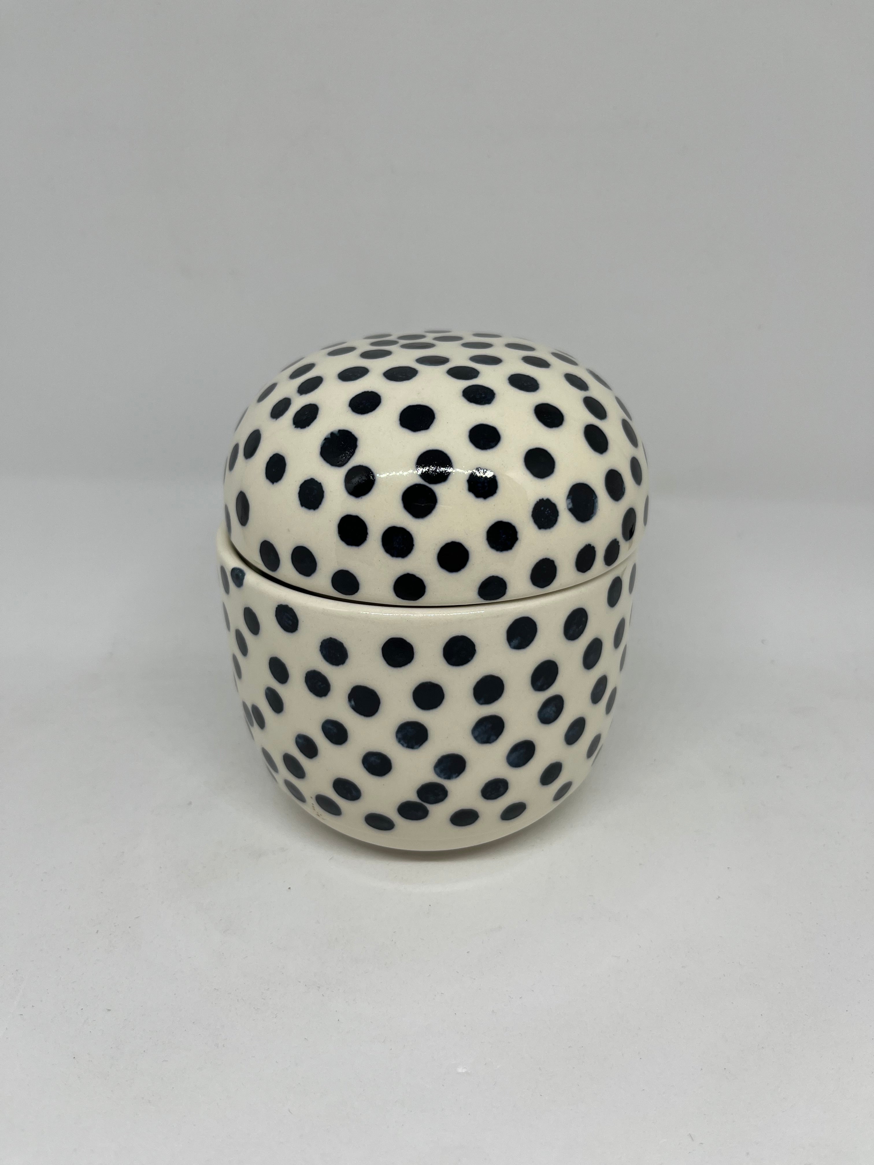 Ink Blue Lidded jar Stoneware - Handpainted – Inside Out Design